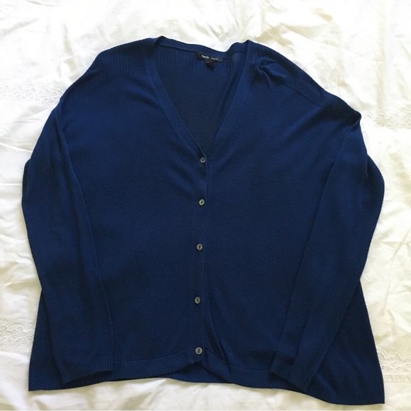 Mango | Sweaters | Mango Blue Cardigan Womens M V Neck Long Sleeve ...